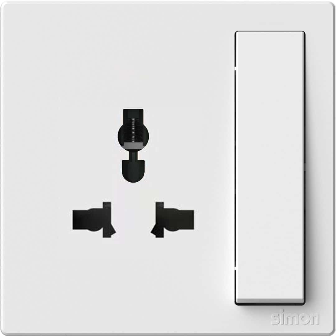 Simon 1G International Switched Socket - White – Electra Lights